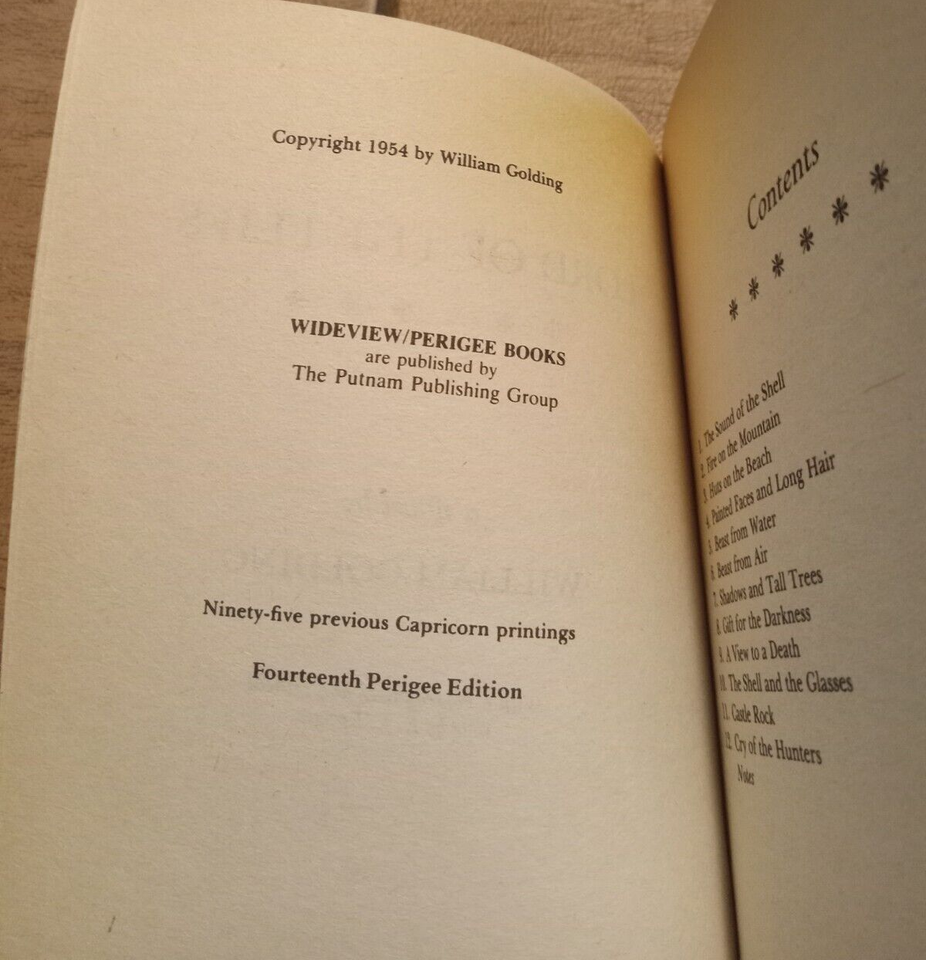 Lord of the Flies William Golding Classic paperback Perigee 96th ...