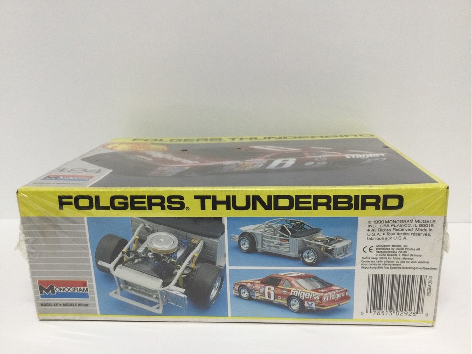 Vintage 1990 New Sealed Monogram NASCAR Folgers Thunderbird Car Model ...