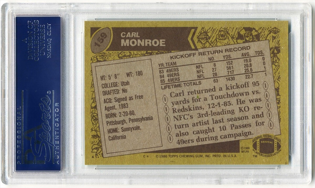 1986 Topps - #159 Carl Monroe (RC) for sale online | eBay