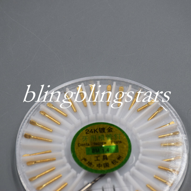 25 Pcs/Set Dental Pins Conical 24k Gold Plated Screw Post Kit Refill ...