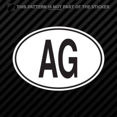 AG Antigua and Barbuda Country Code Oval Sticker Self Adhesive Vinyl ...