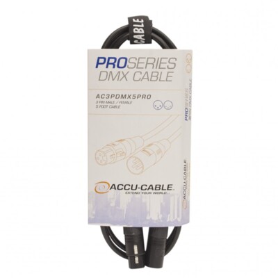 ADJ American DJ AC3PDMX5PRO Accu-Cable Pro Series 5' DMX Cable, 3-Pin ...
