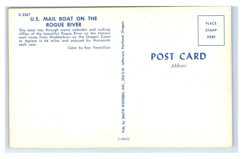 Postcard US Mail Boat on the Rogue River, Oregon I56 | eBay