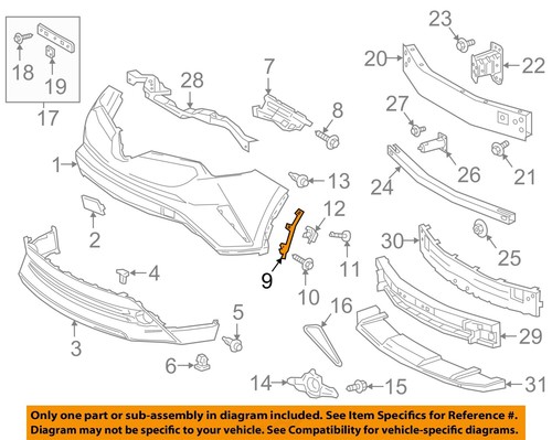 Toyota OEM 2018 C-hr Front Bumper Grille-side Bracket Right 52145F4030 ...