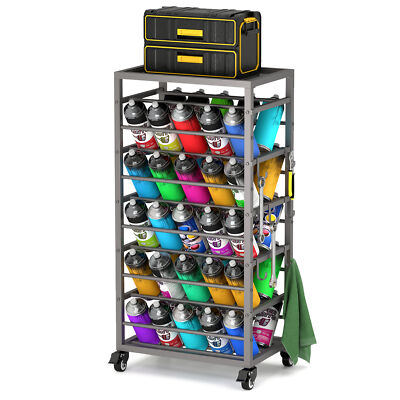 Spray Paint Can Organizer Cart Aerosol Lube Can Storage Rack for Garage ...