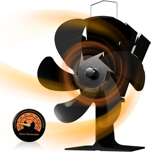 Wood Stove Fan Heat Powered, 6 Blade Fireplace Fan with Magnetic ...