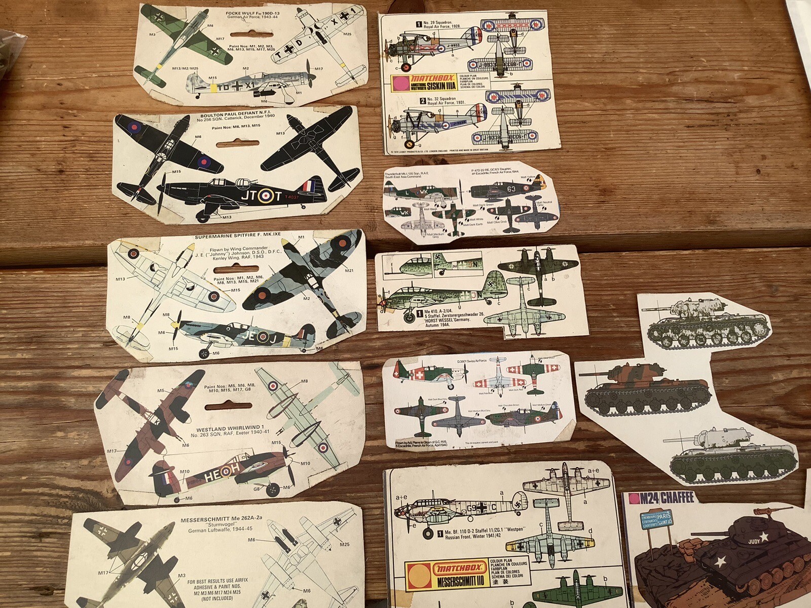 AIRFIX MATCHBOX MODEL MILITARY AIRCRAFT DECALS INSTRUCTIONS PAINT BOXES ...