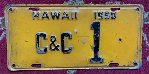 1950 # 1 HAWAII POLITICAL LICENSE PLATE BELONGED TO MAYOR WILSON OF ...