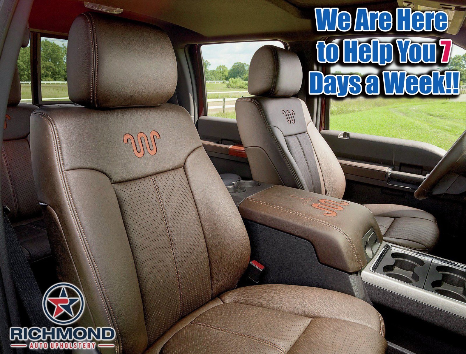 2015 F250 F350 King Ranch -Leather Center Console Lid Cover Armrest ...