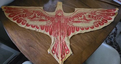 Vtg RIO Brazil Cloth Fighting Kite Eagle Hawk Falcon Bird No Dowel Rods ...