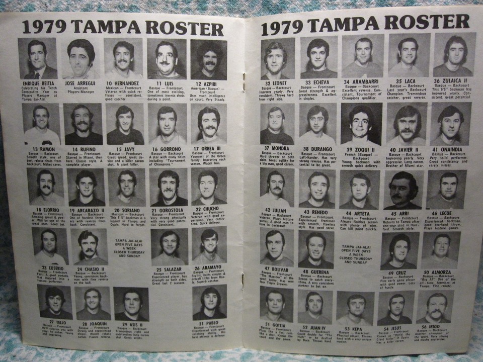 VINTAGE TAMPA JAI ALAI PROGRAM - JUNE 11, 1979 - NIGHT PROGRAM - VGC | eBay