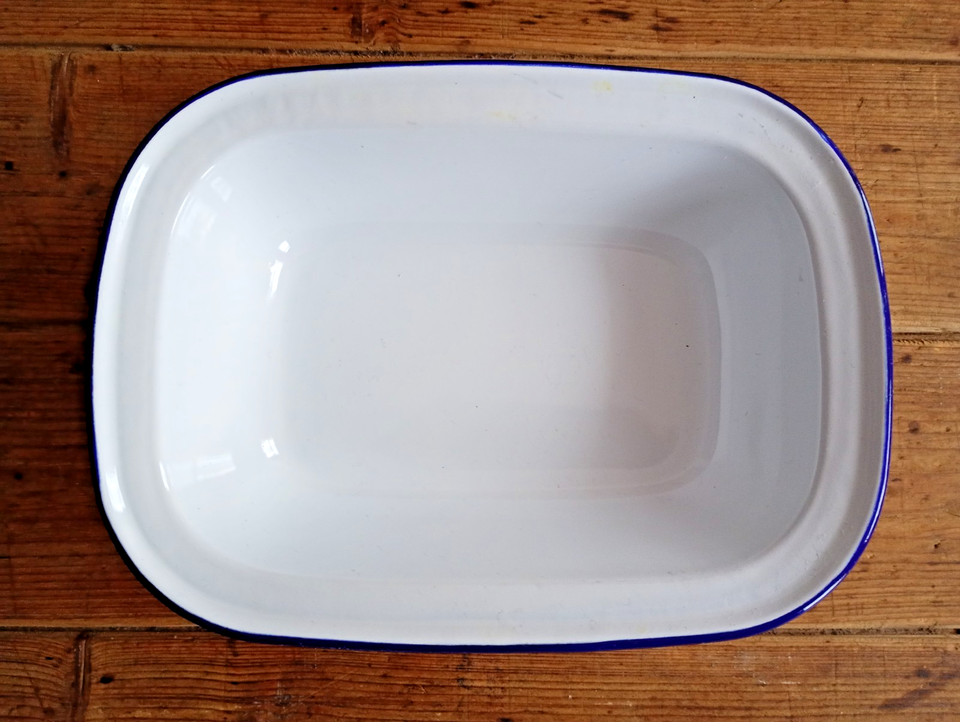 3 White Enamel Pie Dishes / Pudding Dishes | eBay UK