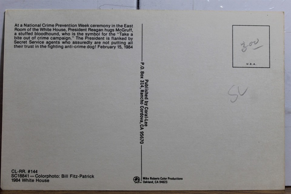 President Ronald Reagan McGruff National Crime Prevention Week Postcard ...