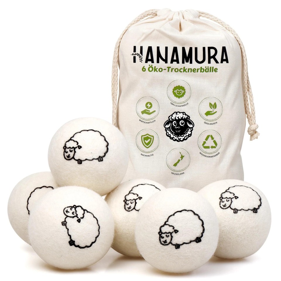 Hanamura Palline per Asciugatrice Set da 6 Palline di Lana per ...