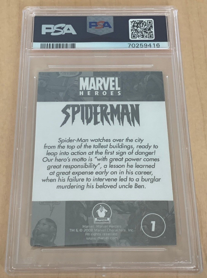 2008 Marvel Heroes Stickers #1 (Preziosi) 💎 SPIDER-MAN 💎 PSA 10 💎 POP 7 ...
