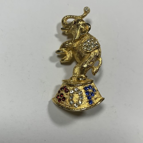 Vintage Gold Elephant G.O.P. Pin Republican Party Red Clear And Blue ...