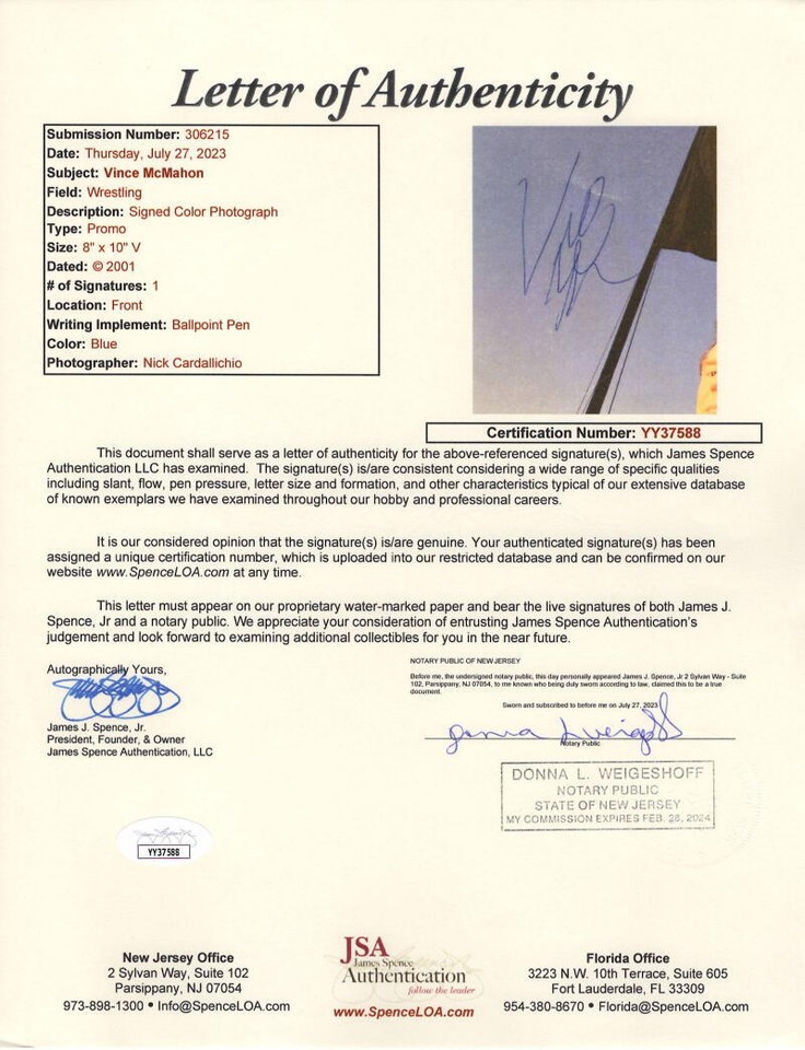 Vince McMahon Signed Autograph 8x10 Photo - WWE Wrestlemania Full ...