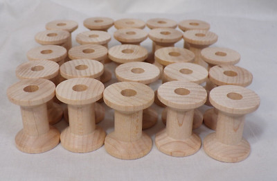 25 unfinished Wooden Thread Spools for Arts and Crafts, 1-1/8" tall 7/8 ...