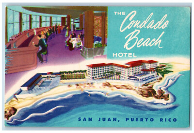 San Juan Puerto Rico Postcard Interior View Condado Beach Hotel c1950's ...