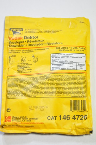Kodak Dektol black and white paper developer powder makes 1 gallon 3 ...