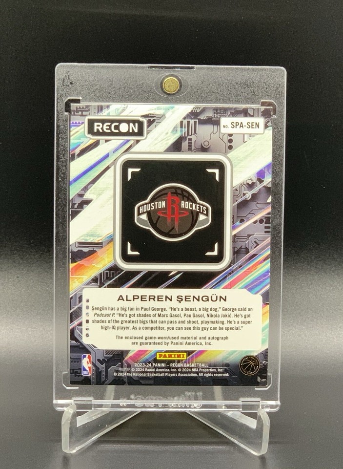 2023-24 Alperen Sengun Panini Recon Platinum Game-Used Tag Patch ...