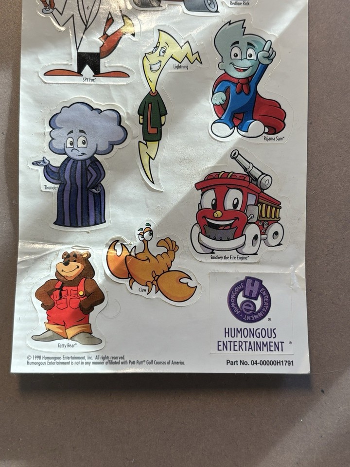 Humongous Entertainment Sticker Sheet Freddi Fish/Putt-Putt/Spy Fox ...
