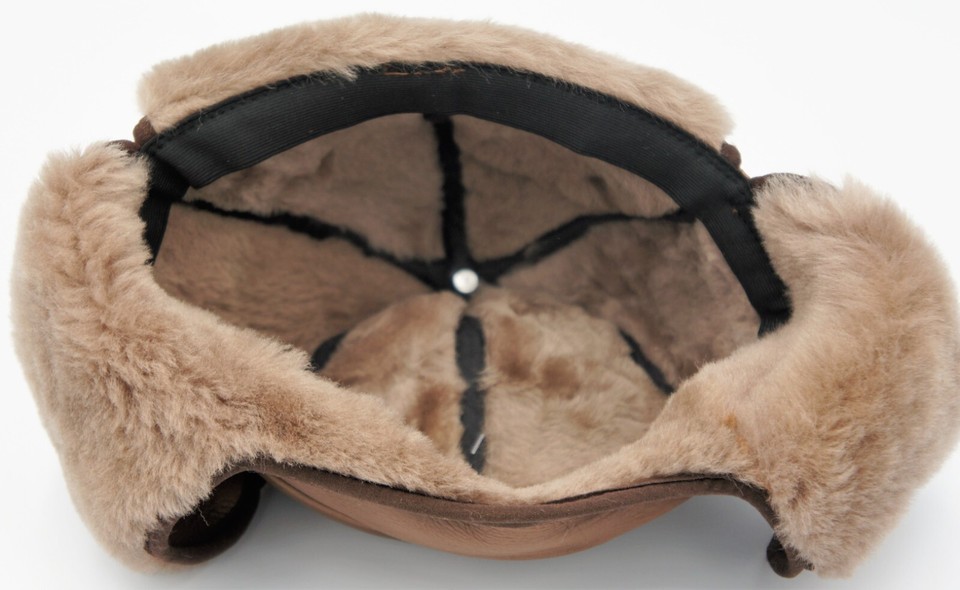 100% Real Sheepskin leather Aviator Trapper Ushanka Hunting Hat S-3X ...