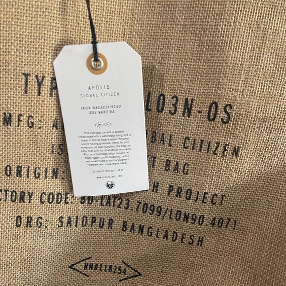 Apolis Global Citizen Womens Tote Market Bag Beige Straw Dual Handle ...