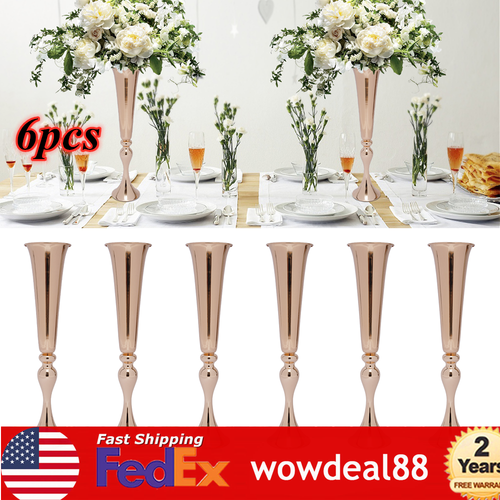 Tall Vase Gold Trumpet Vases Polished Metal Wedding Centerpieces Vases ...