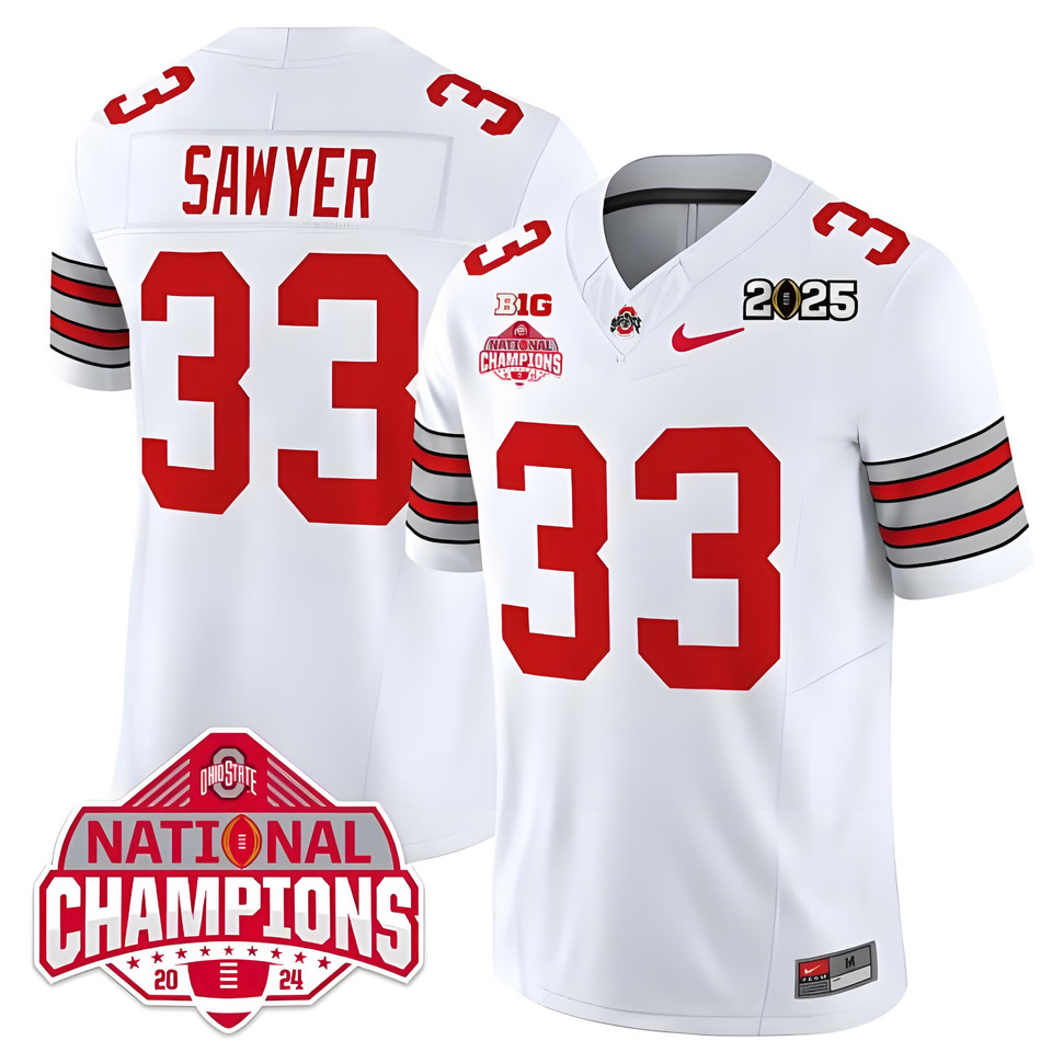 Men&33 Jack Sawyer White 2025 CFP Final National Champions Patch F.U.S ...