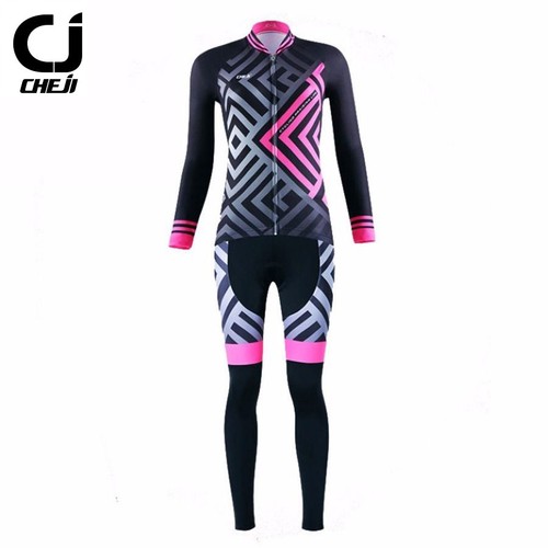 CHEJI Women's Cycling Set Long Sleeve Jersey & Padded Tights Pants Kit ...