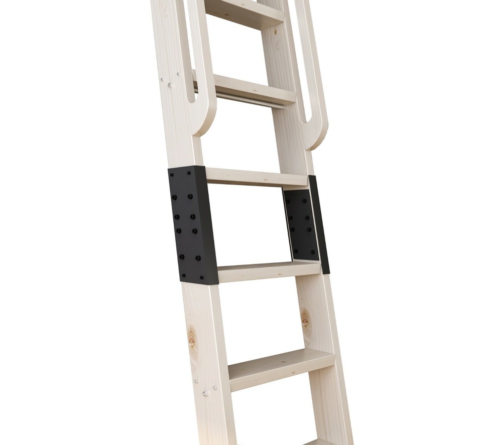 DIYHD Unfinished Rolling Library Wooden Step Ladder with Glab Handle | eBay