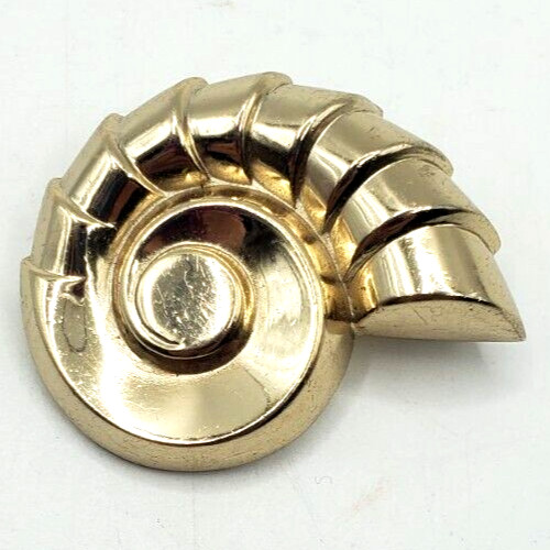 Coro Gold Tone Seashell Brooch Pin Signed - Gem