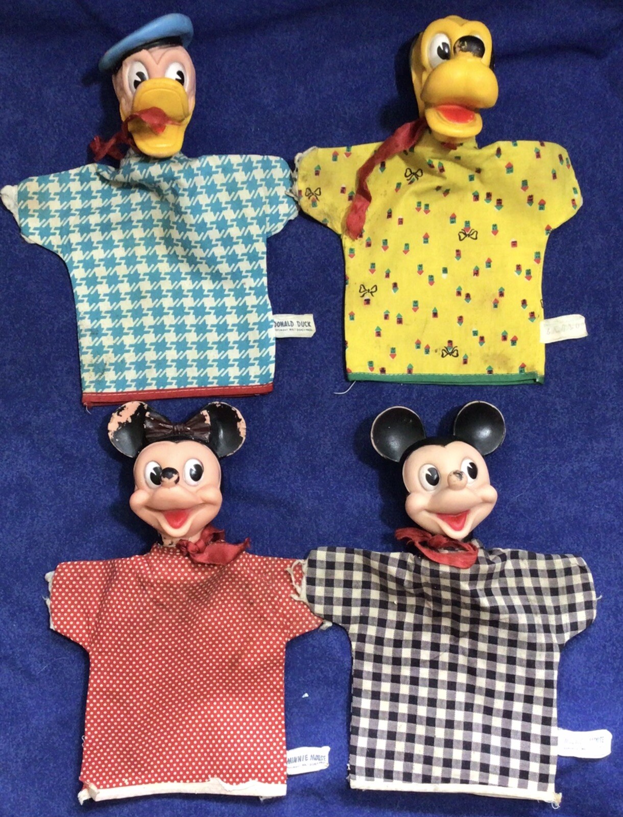 Lot of Disney Hand Puppets 1950s/60s Donald Duck Pluto Minnie Mickey ...