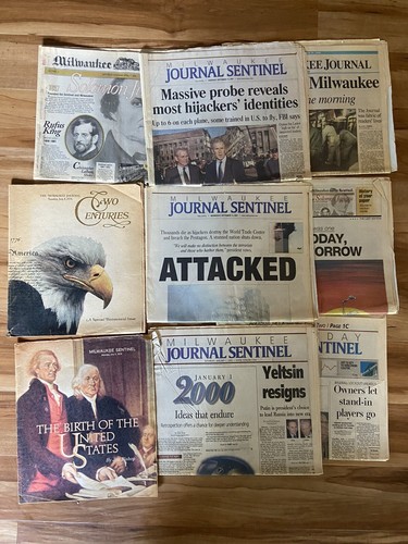 Lot of 9 Milwaukee Newspapers 1976 - 2001 Journal Sentinel War 9/11 ...