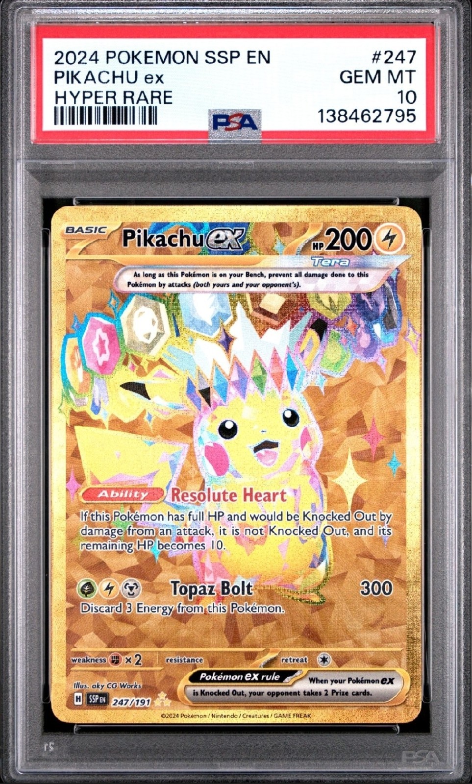 2024 POKEMON SSP EN-SURGING SPARKS HYPER RARE #247 PIKACHU EX PSA 10 | eBay