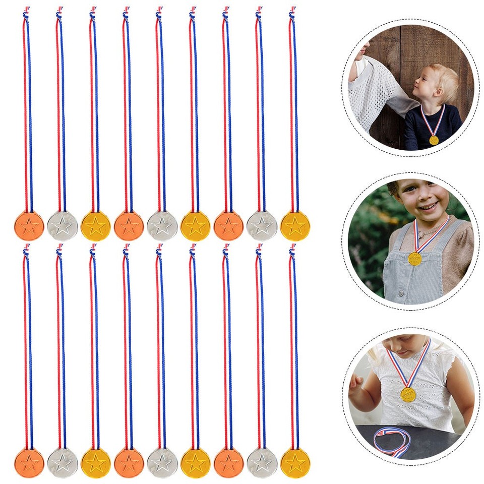 18 Pcs Children Medals Sports for Kids Competition Award with Neck ...