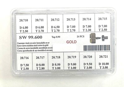 Watch Screw Crowns for Heavy Duty Gold, Assortment of 24Pcs. HIGH ...