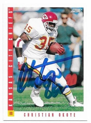 CHRISTIAN OKOYE Autographed Signed 1993 Score card #160 Kansas City ...
