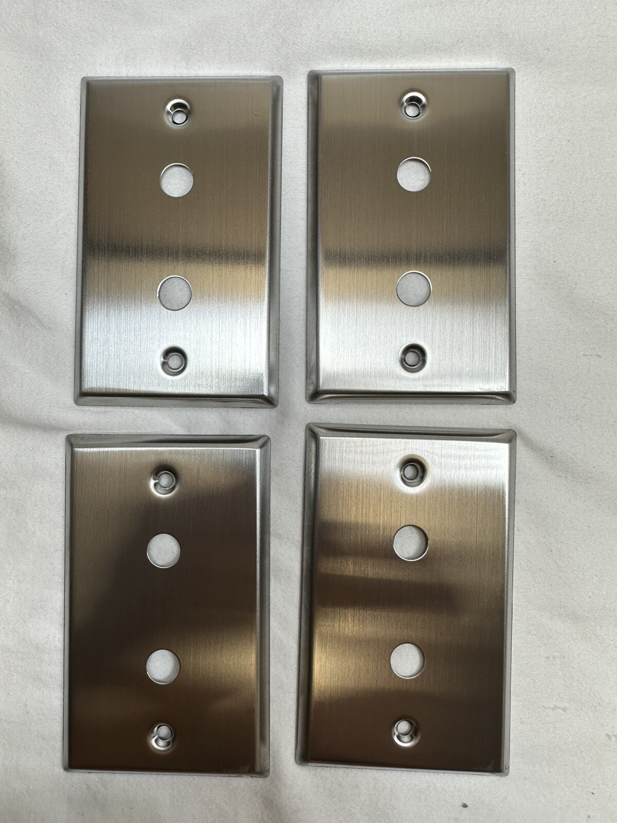 (4) Four Single Gang Blank Wall Plates for Two Mono 1/4" Jack Stainless ...