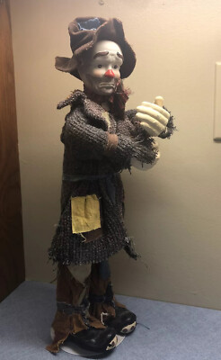 Vintage Sad Hobo Clown 17" Porcelain Doll missing Broom rag tag ...