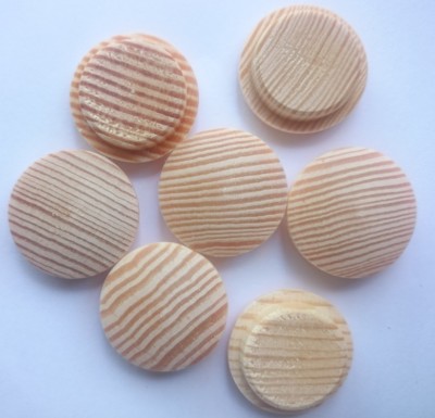 SOLID WOOD Pine Cover Caps for 20mm HOLE Press fit in Furniture Stairs ...