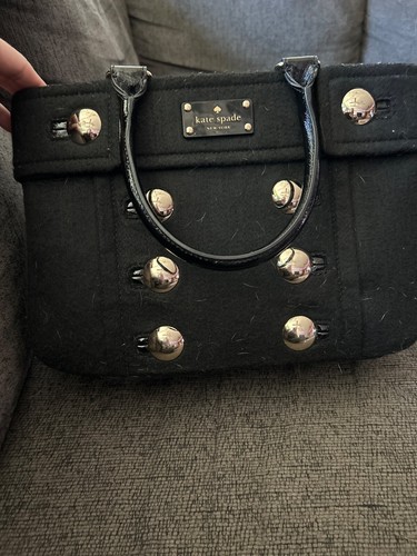 Kate Spade Fox Chapel Shari Black Wool Italian Felt Button Up Tote Bag ...