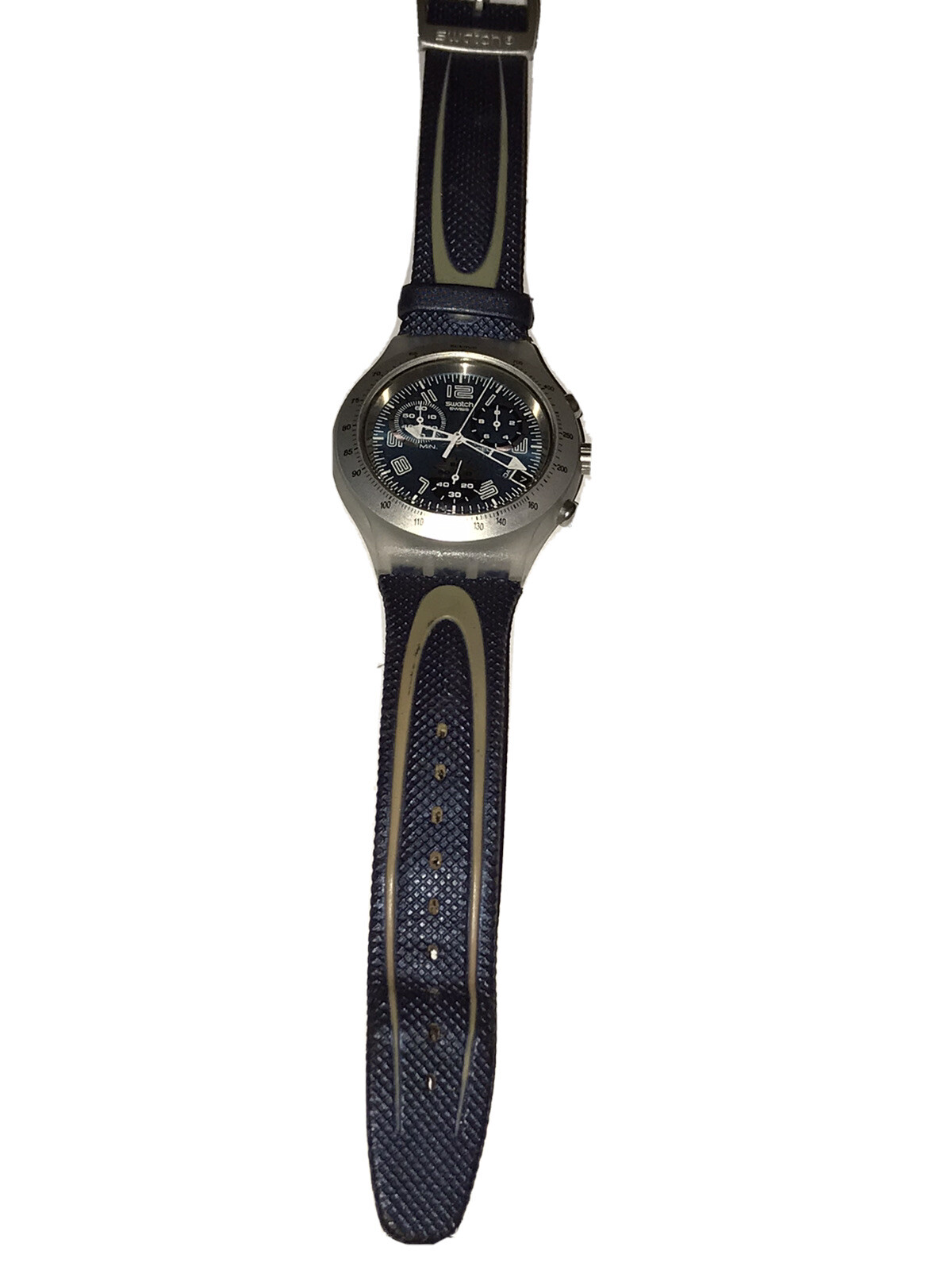 Swatch irony diaphane silver dial Blue Band Watch -Ne… - Gem