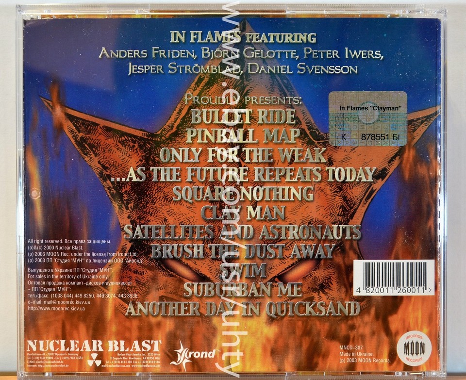 IN FLAMES CLAYMAN RARE UKR ORIGINAL SWEDEN ROCK DEATH HEAVY METAL CD | eBay