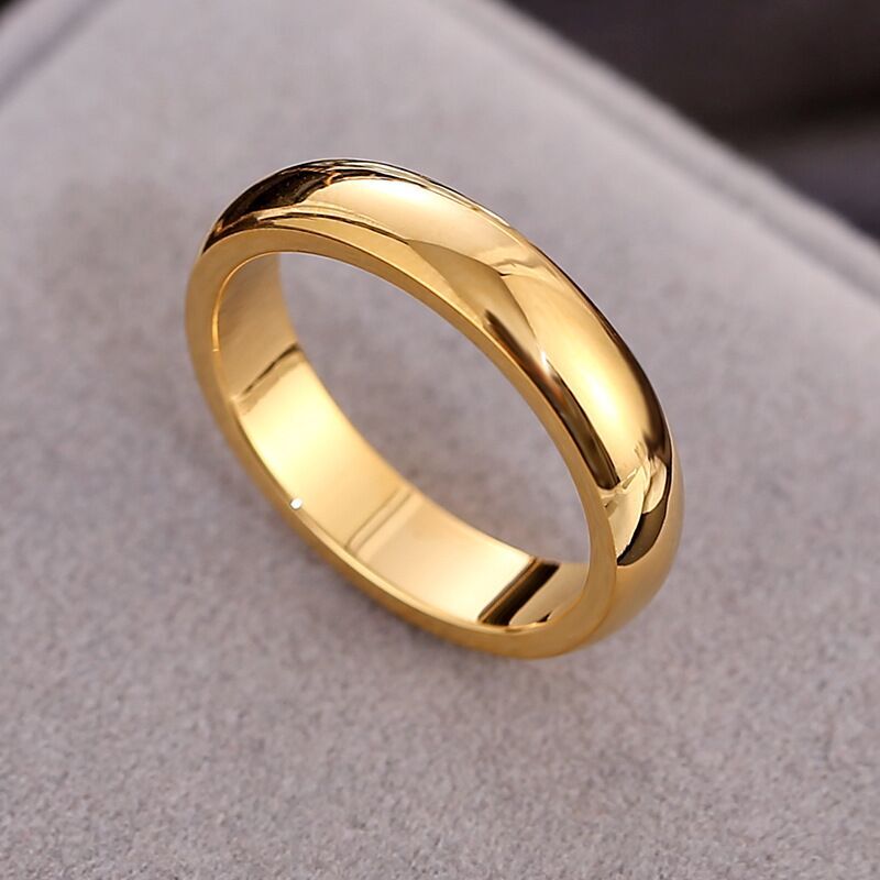 2/4mm Man Woman 18k Gold Plated Round Solid Band Ring Wedding Friendship | eBay