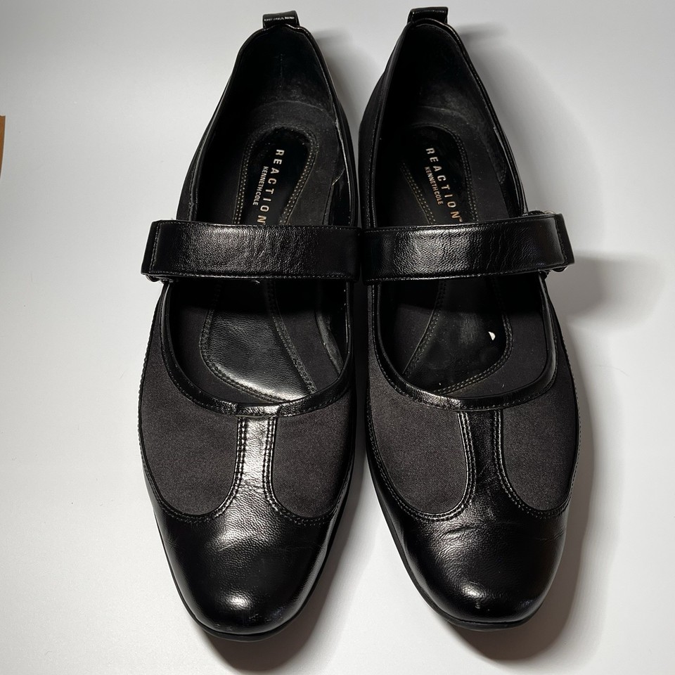 Kenneth Cole Mary Jane Leather Hook and Loop Black 9M Shoes Comfort ...