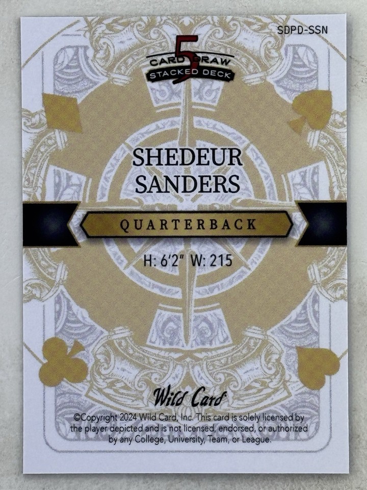 Shedeur Sanders 2024 Wild Card 5 Card Draw Stacked Deck 10 Diamonds ...