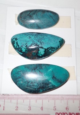 Turquoise Stone Flat Free Form Cabochon 148.5 Carat 3 pieces 29.7 gram ...