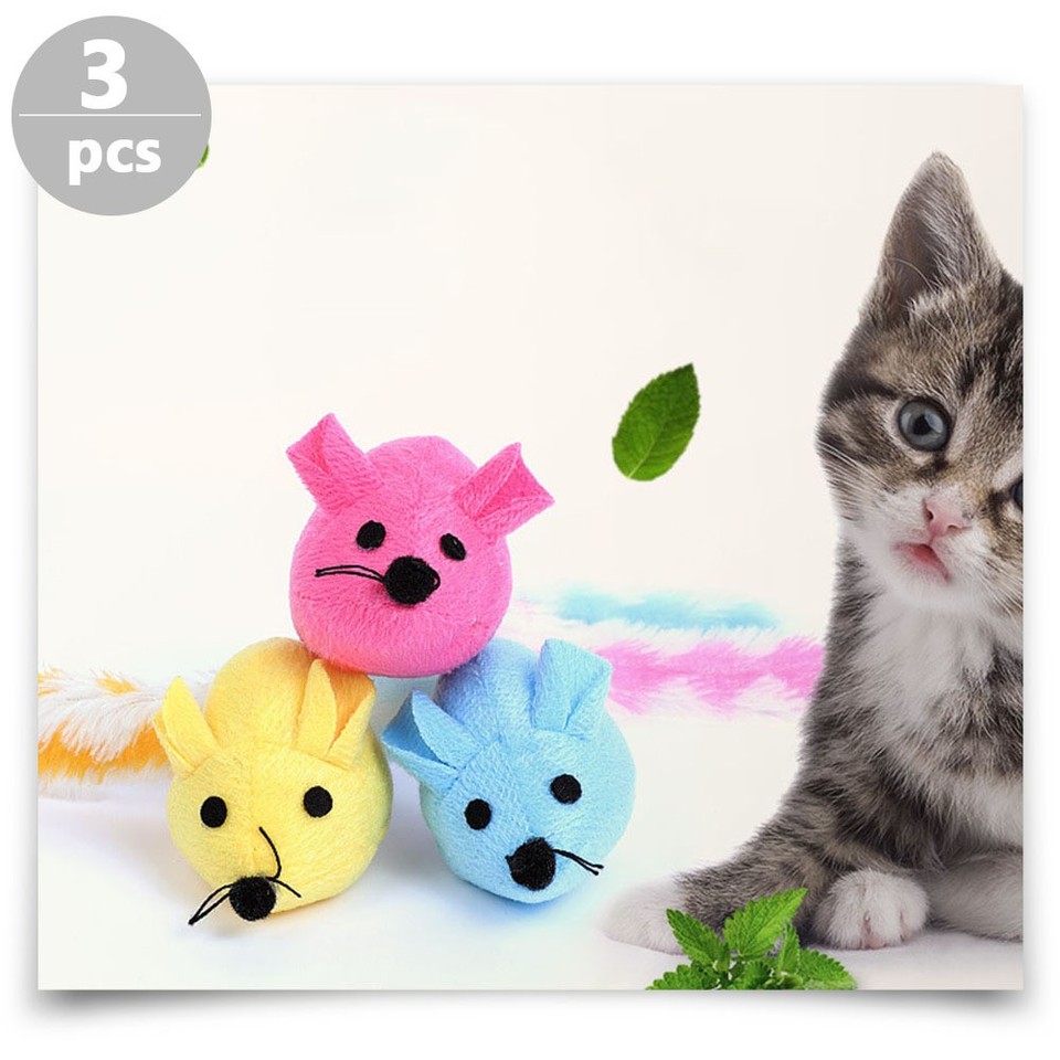 3Pcs Cat Interactive Toy Mouse Shape Teasing Toy Catnip Plush Mouse Cat ...
